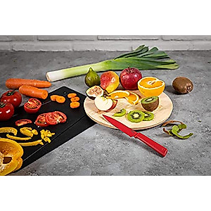 KUHN RIKON COLORI+ Mixed Knife Set with Non-Stick Coating and Safety Sheaths, Set of 3, Green, Red and Graphite Grey