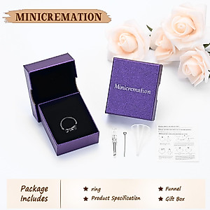 Cremation Ring for Ashes Golden Memorial Keepsake For Ashes Urn Ring Ashes Holder Locket (Black, 8)