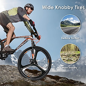 MarKnig 26 Inch Mountain Bikes for Adult, 21 Speeds Mountain Bicycles with Front Suspension, Dual Disc Brake, 3-Spoke Wheel, Hardtail Bike for Men/Women/Teen, X1-Orange