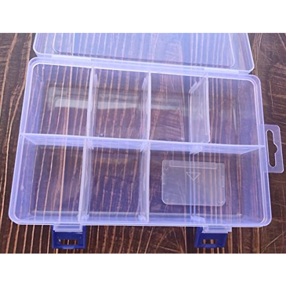 Clear Plastic Storage Box Compartments with Adjustable Dividers, Portable Transparent Beads Earring Jewelry Organizer Holder with Lid for Craft Nail Fishing Hooks Medicine Container Box, 8 Grids