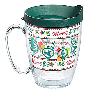 Tervis Dr. Seuss Grinch Christmas Pattern Made in USA Double Walled Insulated Tumbler Cup Keeps Drinks Cold & Hot, 16oz Mug, Classic