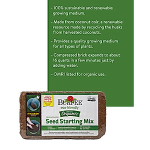 Burpee Organic Coconut Coir Concentrated Seed Starting Mix, 16 Quart