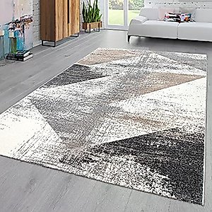 Paco Home Area Rug Abstract Geometric Pattern in Modern Brown Grey, Size: 6'7" x 9'6"