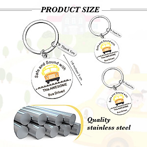 Yinkin 12 Pcs School Bus Driver Appreciation Gifts Stainless Steel Bus Drivers Keychain in Bulk Thank You Gifts for Christmas Thanksgiving New Driver