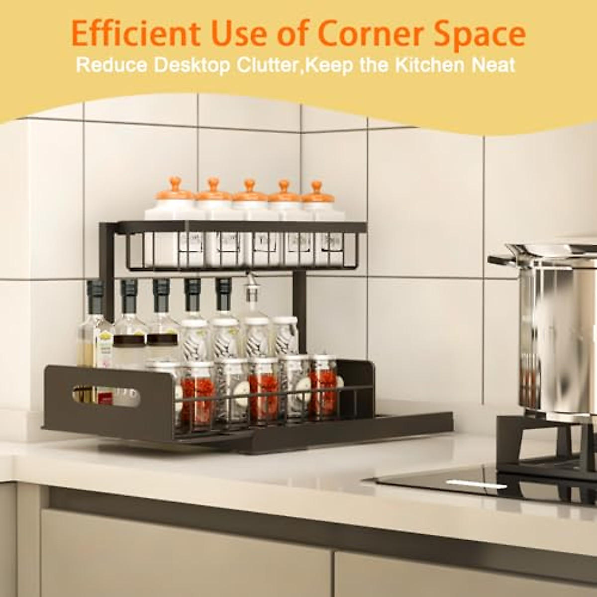 Stoigeld 2 Tier Under Sink Organizer and Storage for Kitchen,Pull Out Cabinet Organizer,Multi-Purpose Sink Organizer with Sliding Drawer for Bathroom - 2 Pcs