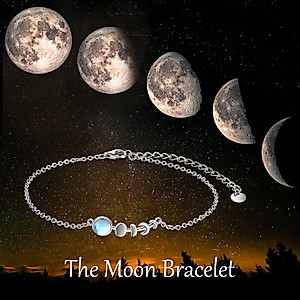 TIGER RIDER 925 Sterling Silver Moon Bracelet Moonstone Jewelry for Her