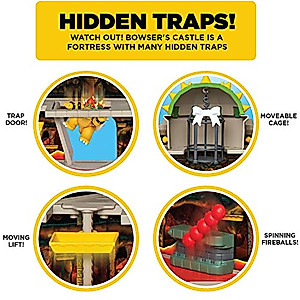 Super Mario Nintendo Deluxe Bowser's Castle Playset with 2.5" Exclusive Articulated Bowser Action Figure, Interactive Play Set with Authentic in-Game Sounds