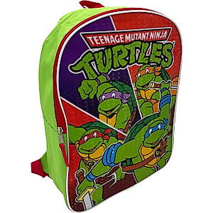 Fast Forward Teenage Mutant Ninja Turtles 15" School Bag Backpack (Green-Red)
