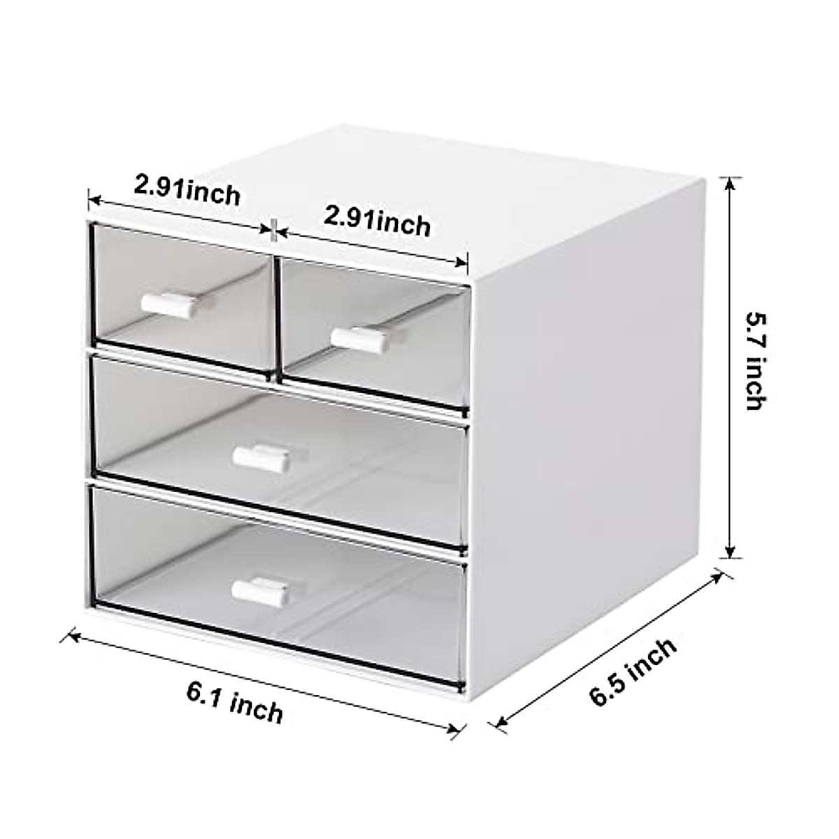 Comix Desk Organizer with Drawer, Desk Storage Box with 4 drawers, Plastic Office Stationery Supplies Organizers, Desktop Organizer for Office School Home (White)
