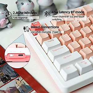 IROK FE75Pro Hot Swappable Mechanical Keyboard, Wireless TKL 75% RGB Customizable Backlit Gaming Keyboard, Bluetooth/2.4G/Wired for Windows PC Gamers- White/Red