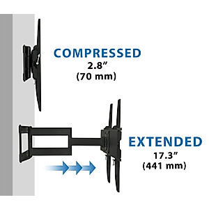 Mount-It! Full Motion TV Wall Mount with 17.3" Extending Swivel Arm | VESA Compatible 400x400 and 600x400, Fits 32 35 40 45 50 55 60 65 Inch | 110 Lbs Capacity