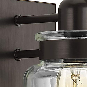 Calhoun Collection 3-Light Clear Glass Farmhouse Bath Vanity Light Antique Bronze