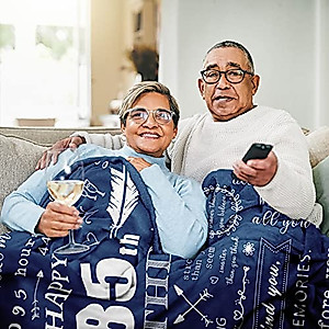 Henazin 85th Birthday Gifts for Women, 85th Birthday Gifts for Men, 85th Birthday Decorations, 85 Birthday Gifts for Men Women Dad Mom Husband Wife Friend, Happy 85 Birthday Throw Blankets 60” X 50”