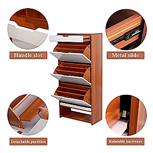 AWQM Shoe Cabinet, Modern Shoe Storage Organizer with 3 Flip Drawers, Wooden Freestanding Shoe Rack for Entryway, Hallway, Living Room, White