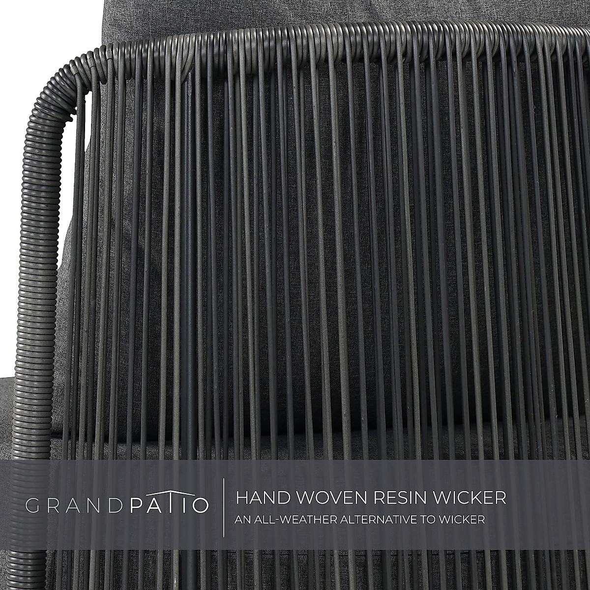 Grand patio Outdoor 3-Piece Conversation Seating Set - Low Slung Comfort, Lightweight Aluminum Frame, Water-Resistant 6.25" Thick Cushions - Dark Gray