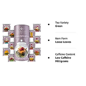 Teabloom Fruit Blooming Teas – 12 Unique Flower Varieties of Blooming Tea in 12 Delicious Fruit Flavors – Each Flowering Tea Ball Steeps Up to 3 Times