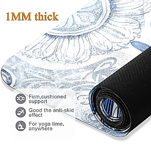 GOODOLD Dragonfly Pattern Yoga Mat, 71 x 26 Inch Non-slip Yoga Mats Folding Travel Exercise Mat Indoor Outdoor Gym Pilates with Storage Bag for Women Men