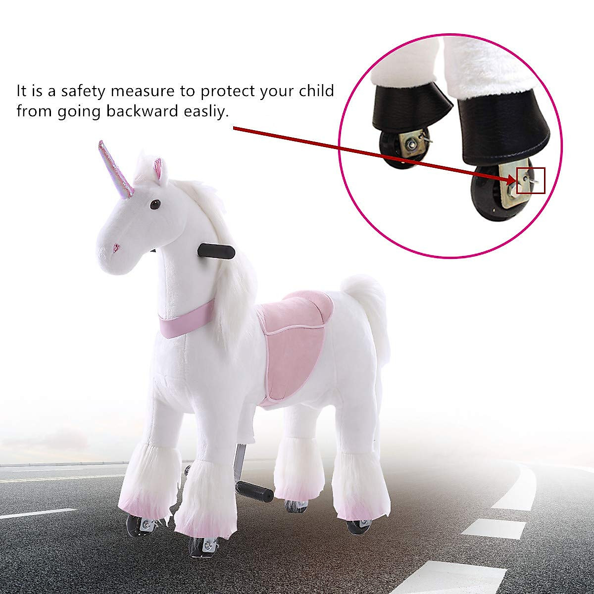 Gidygo Kids Ride on Walking Unicorn Rocking Horse Riding Toy for Children L Size for 5-12 Years Old