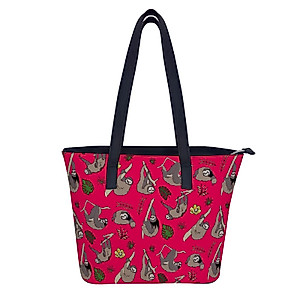 Tropical Sloths Women's Tote Bag PU Leather Shoulder Bag Handbags Purse For Work Shopping Travel
