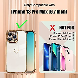 DAVIKO Compatible with iPhone 13 Pro Max Case for Women, Luxury Soft TPU Shockproof Protective Phone Case, Full Camera Protection Raised Reinforced Corners, 6.7 inch, White