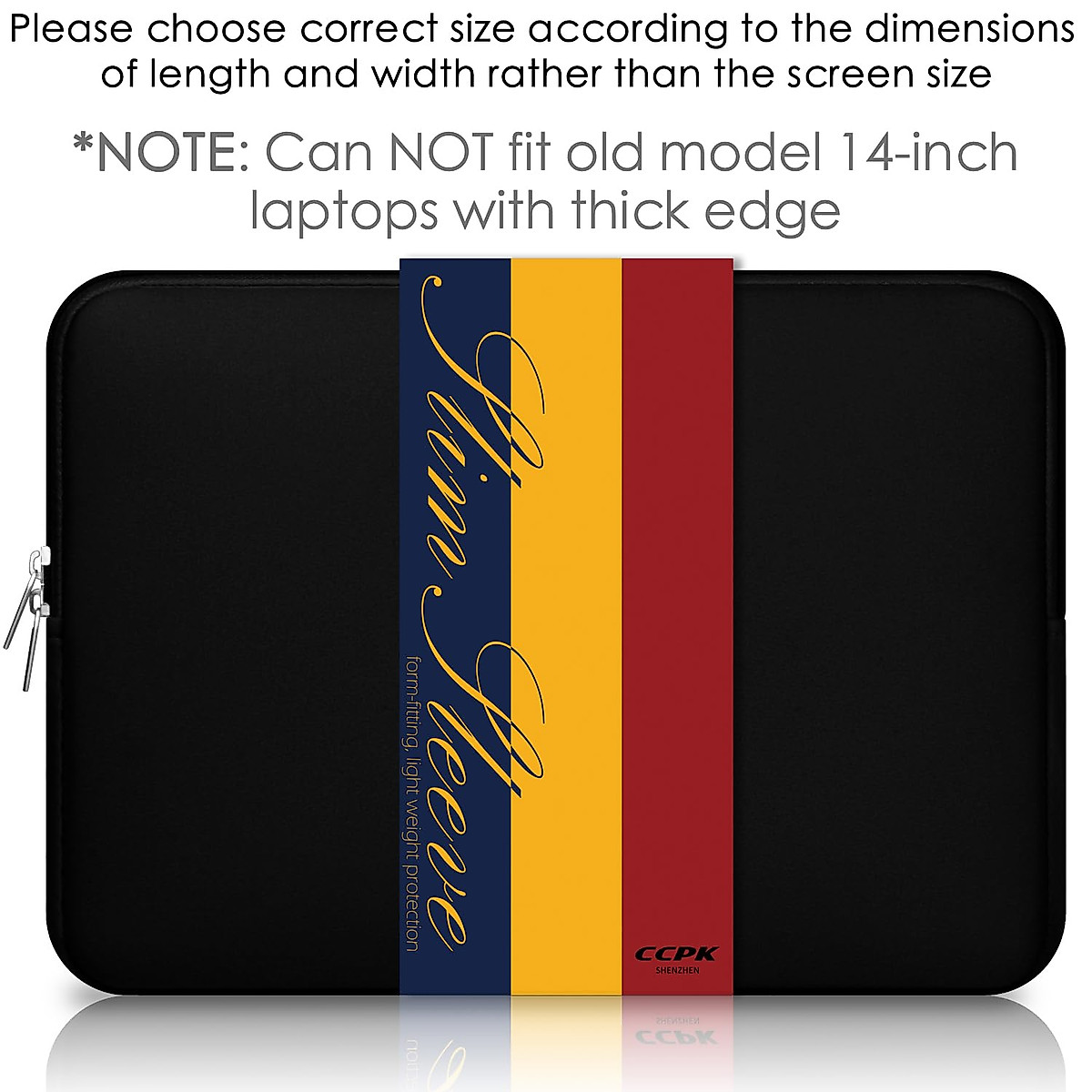 CCPK 13" Laptop Sleeve 13 Inch Cover Protective Case Compatible with Apple MacBook Air 13.3 Inch Mac Pro M1 Surface Lenovo Dell HP Bag Computer Pouch Accessories Travel Carrying Case Neoprene, Black