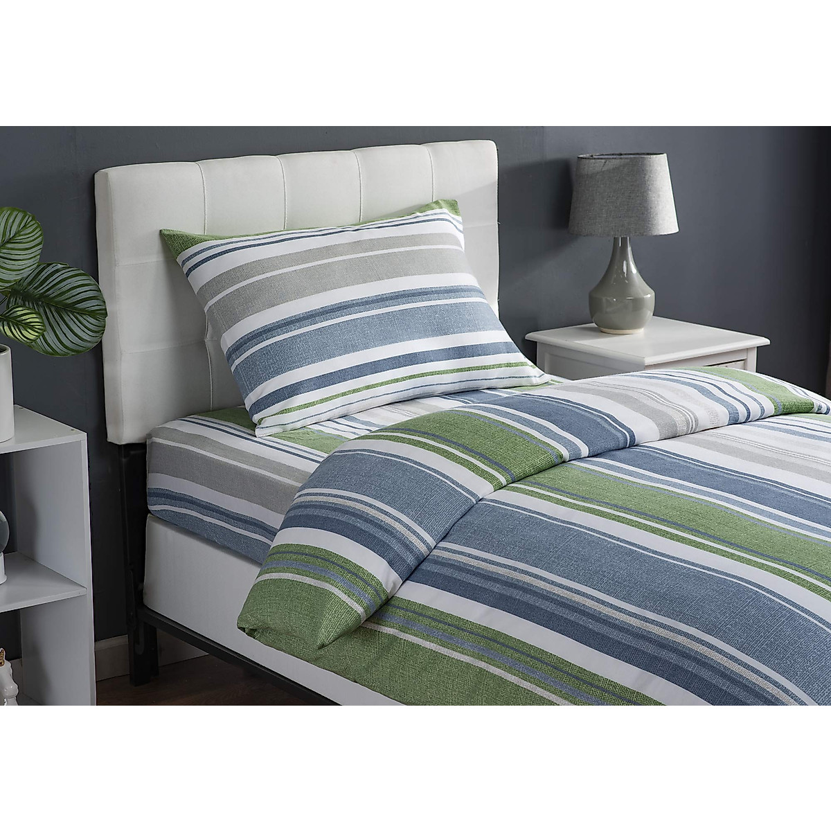 XLNT Twin Size Bedding | Duvet Cover | 3 Piece Set | Comforter Cover | Bed Sheet | Pillow Cover | Soft Cotton Blend | Machine Washable | Designed | Riptide Blue Green