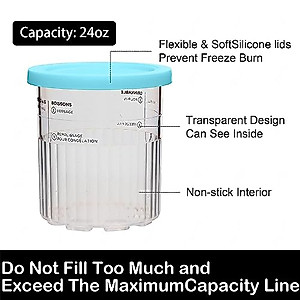 RAYPUR Creami Deluxe Pints, for Ninja Creamy Pints,24 OZ Ice Cream Pint Bpa-Free,Dishwasher Safe Compatible NC500,NC501 Series Ice Cream Maker