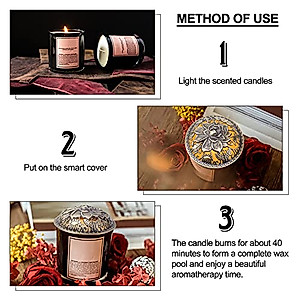 GORGECRAFT 2PCS Candle Cover Topper Lotus Scented Candles Cover Flowers lid Jar Candles Gold Red Alloy Candle Toppers Jar Shade Sleeves Accessories to Burn Evenly for Jar Candles Melt Space