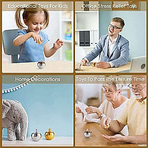 Pockety Tippe Top Metal Flip Over Top Stainless Steel Spinning Top Toy Gift, Silver