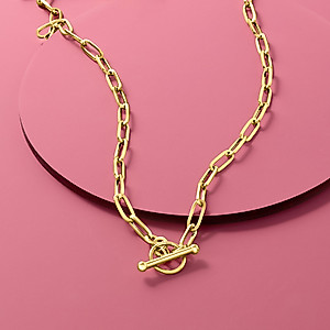 RS Pure by Ross-Simons Italian 14kt Yellow Gold Paper Clip Link Toggle Necklace. 18 inches