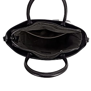 DAVID JONES Women Fashion Checker Print Structure Handbag Small Party Satchel Tote Bag with Crossbody - Black