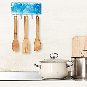 Self Adhesive Hooks Wall Mounted, Coat and Hat Hooks Rack, Snowflake Blue Pattern Towel Hanger Hook, Door Bathroom Kitchen Bathroom Decor