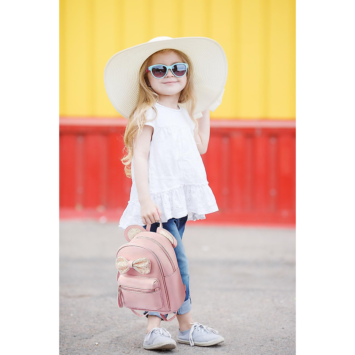 Sunwel Fashion Cutest Cartoon Toddler Sequin Bow Mouse Ears Bag Mini Travelling School Shoulder Backpack for Teen Little Girl Women (pink)