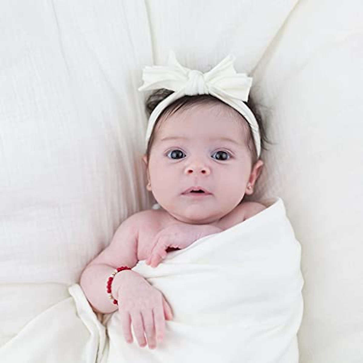 Ely's & Co. Bow Headband Set for Baby Girl 0-12 Months (Blush Pink, Tan & Ivory, 3 Pack)