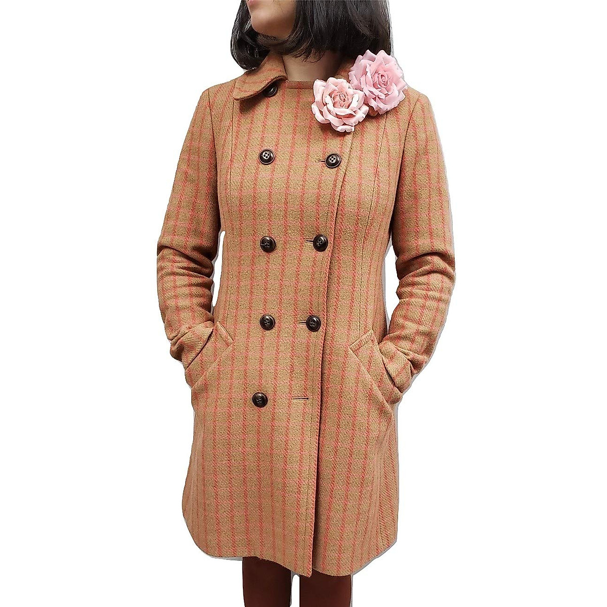 M&S Schmalberg Silk Rose Fabric Flower Pin Brooch - Hand-made in New York's Garment Center (American Made) (Pink Silk)