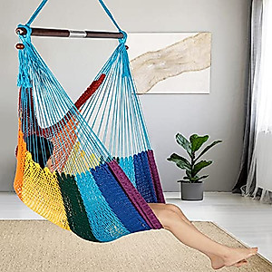 Moonlight Caribbean Hammock Hanging Chair, Durable Polyester Hanging Chair, Indoor/Outdoor Garden & Living Room