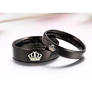 Global Jewelry Amazing Her King His Queen Titanium Stainless Steel Wedding Band Set Anniversary Engagement Promise Ring