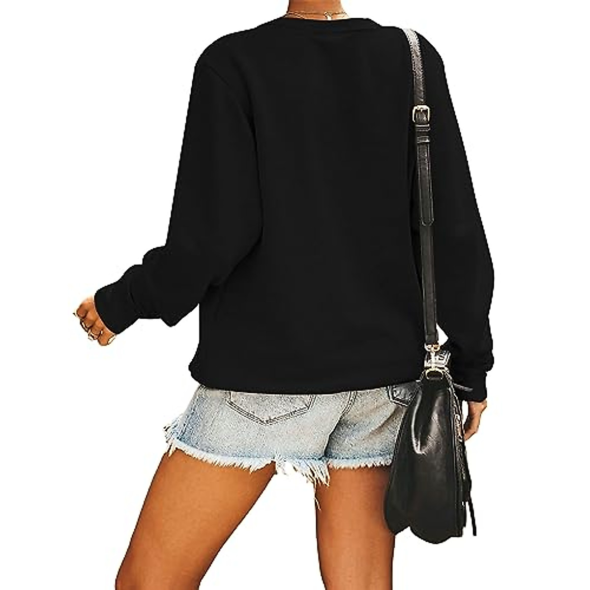 ALLTB Football Mom Sweatshirts for Women Football Graphic Print Pullover Sports Casual Crewneck Long Sleeve Shirt Black