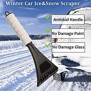 Pincuttee 10" Snow Shovel for Car 1PC,Car Ice Scrapers Frost Snow Removal for Car Windshield and Window,Snow Scraper Brush with Foam Handle(Black,1PC)