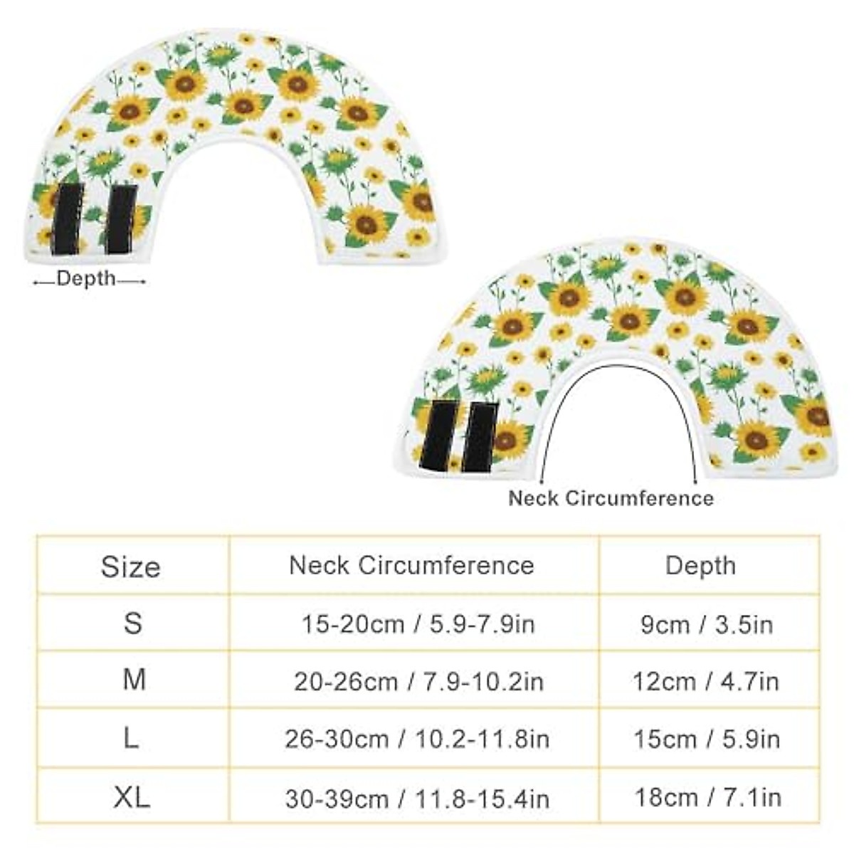Sunflower Comfortable Dog Cone Cat Collar Adjustable Prevent from Licking Wounds L