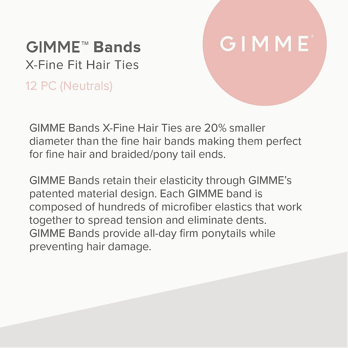 Gimme Beauty - Extra Fine Hair Ties - Neutral - Seamless, No Break Microfiber Elastic Hair Ties - Firm Yet Gentle Hair Accessories with All Day Hold + No Snagging, Dents, or Breakage (12 Count)