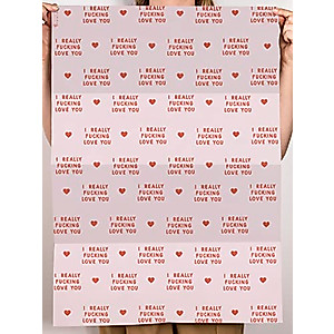 CENTRAL 23 I Love You Wrapping Paper - Funny Wrapping Paper - 6 Sheets Assorted Gift Wrap - Wedding Anniversary Valentines - For Men Women - Husband Wife - Comes With Fun Stickers