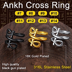 Signet Ring Size 7 Egyptian Jewelry Ankh Cross Ring Black Rings for Women