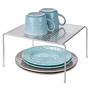 mDesign Modern Metal Square Kitchen Cabinet, Pantry, Countertop Organizer Storage Shelves for Kitchen Cabinets, Countertops, Pantry - Durable Steel, Non-Skid Feet, 4 Pack - Silver