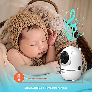 VTimes Video Baby Monitor with Camera and Audio, 3.2" Color LCD Scree, Remote Pan-Tilt-Zoom, Baby Monitor Camera, Infrared Night Vision, Temperature Display, Lullaby, Two Way Audio and VOX Mode