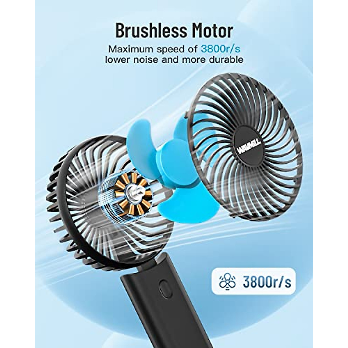 Portable Fan, 5200mAh Mini Handheld Fan,Baby Stroller Fan With Flexible Tripod, 3 IN 1 Portable Fan, Detachable & Foldable Personal Fan for Baby, Travel, Outdoor, Desk