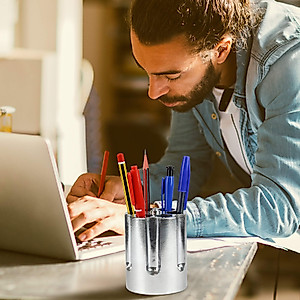 Barbuzzo Gun Cylinder Pen Holder & Paper Weight, Silver- Lock & Load Your Favorite Pens and Pencils at your Office Desk - The Perfect Office Accessory & Gift - Made Out of Heavy Duty Cast Aluminum