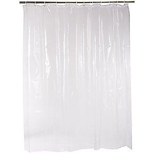 Amazon Basics Clear Vinyl Shower Curtain Liner, Heavyweight Liner with Rust-proof Metal Grommets and Plastic Shower Hooks - 72 x 72 Inches, Clear