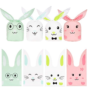DECORLIFE 72PCS Easter Goodie Bags, Easter Bags for Treats, Bunny Bags for Kids, Candy, Cookies, Toys, Snacks Party Supplies