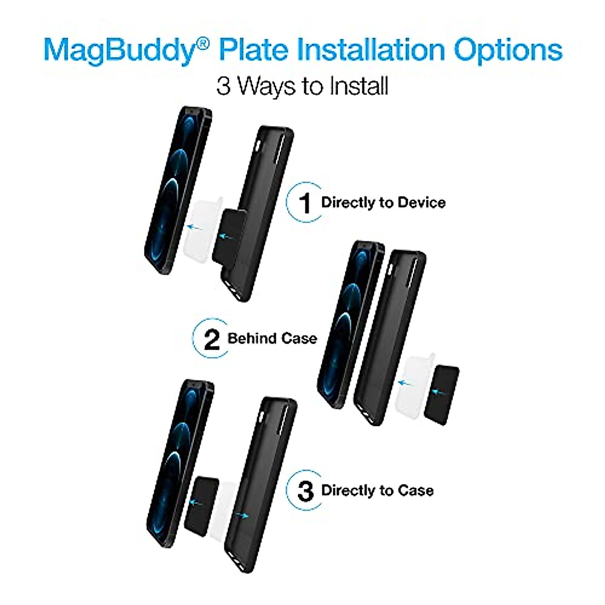Naztech MagBuddy Ultra-Thin Plates - 2 Extra/Spare Plates for Your MagBuddy & MagBuddy Elite Magnetic Mount - [Black] 13626